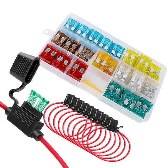 130pcs Vehicle Fuses Holders Bundles 12/16AWG Wire with 14 Standard ...