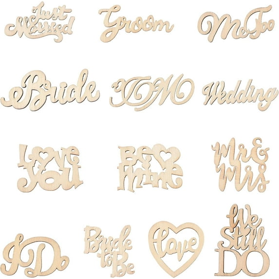 130pcs Wooden Word Cutouts Wood Word Signs Unfinished Wood Cutouts for ...