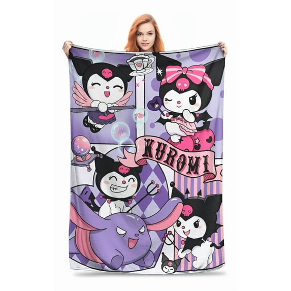 130x100cmCute Plush Blanket with Cartoon Kuromi Design for Children ...