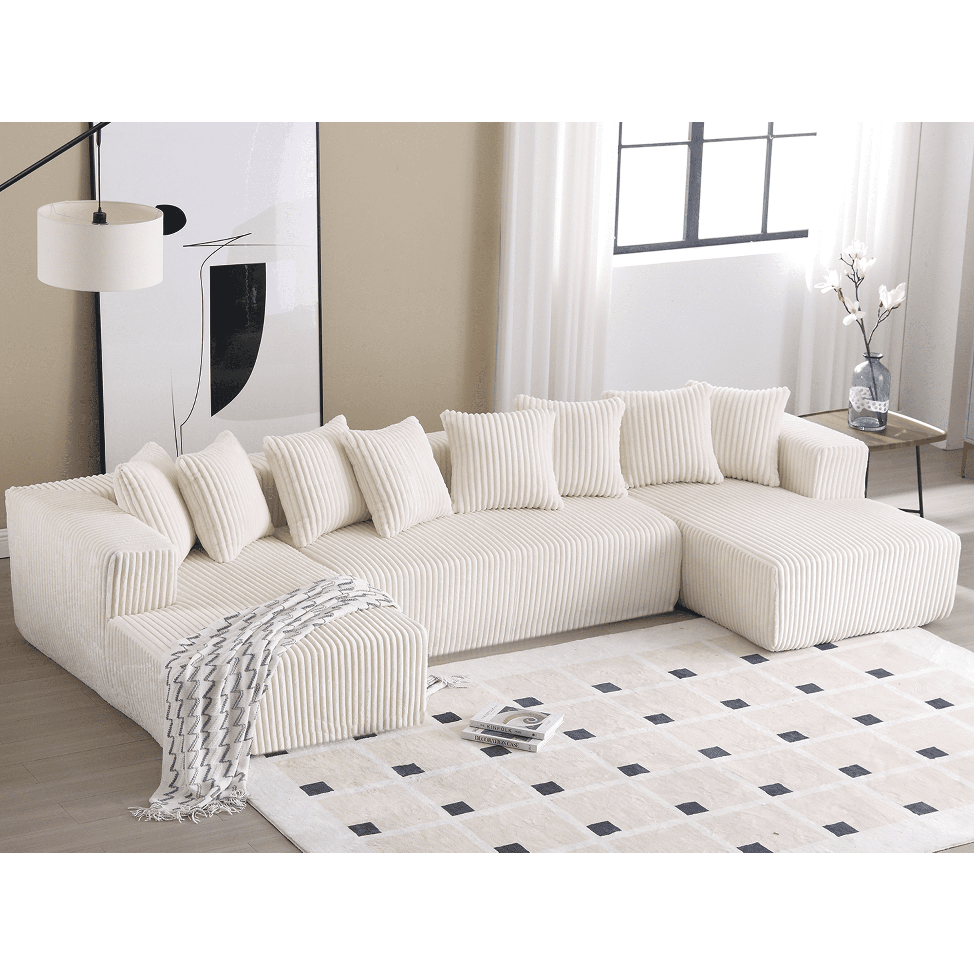 131'' Modular Sectional Sofa Couch, U-shaped Upholstered 4 Seater Couch ...
