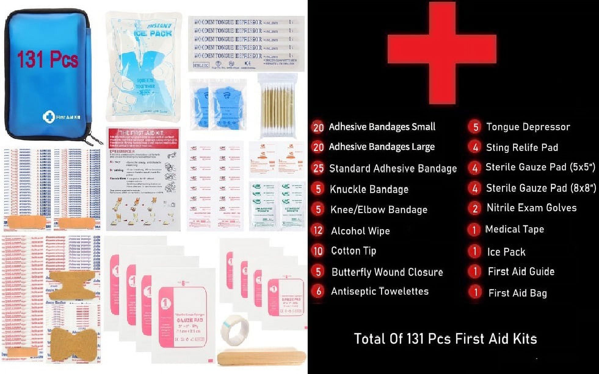 131 Pcs Small Blue Color Travel First Aid Kit Treat and Protect Most ...