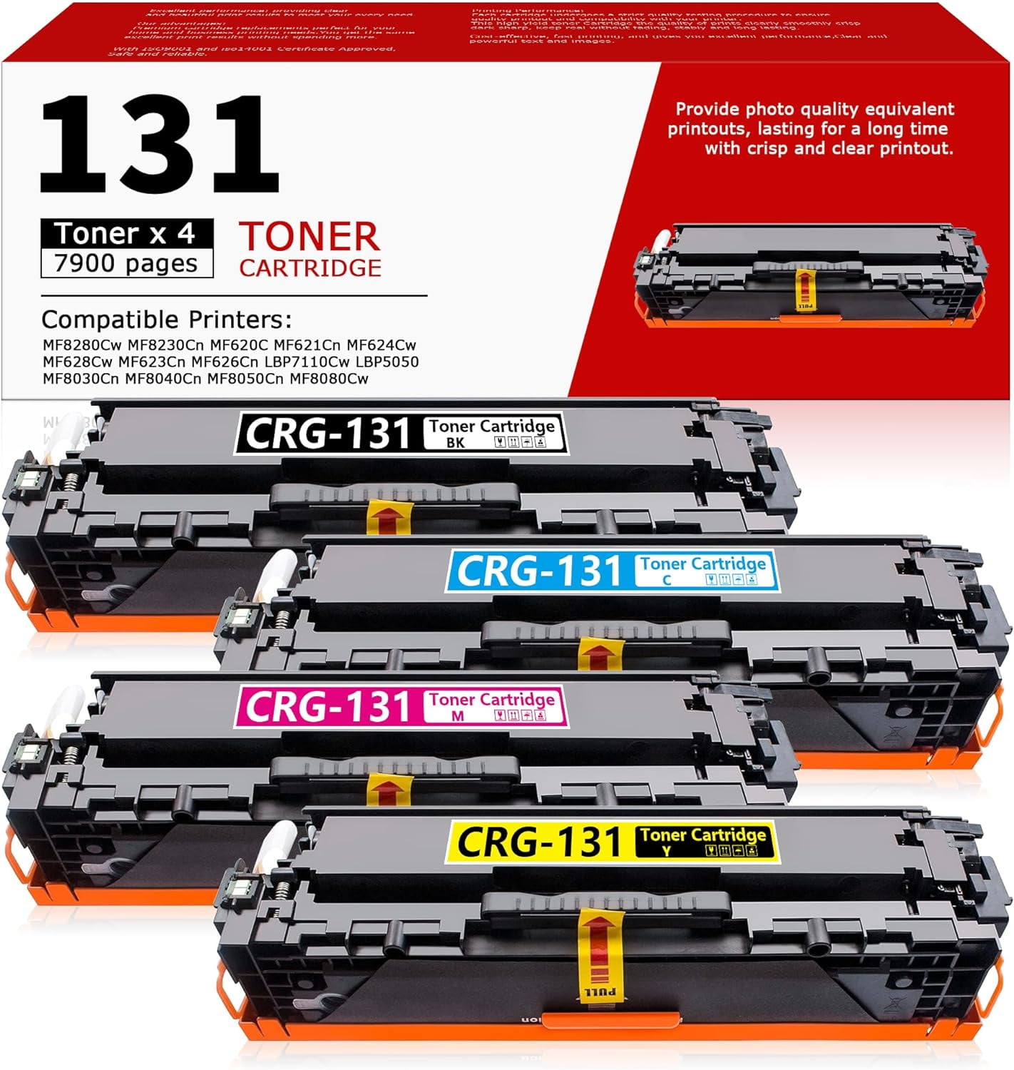 131 Toner Cartridge High Yield 4 Pack Replacement for Canon CRG-131 ...