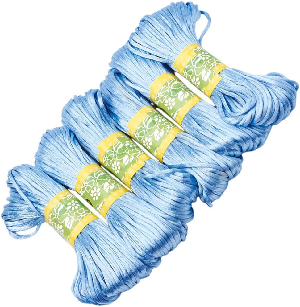 131 Yards 6 Bundles 2MM Sky Blue Satin Trim Cord Round Smooth Nylon ...