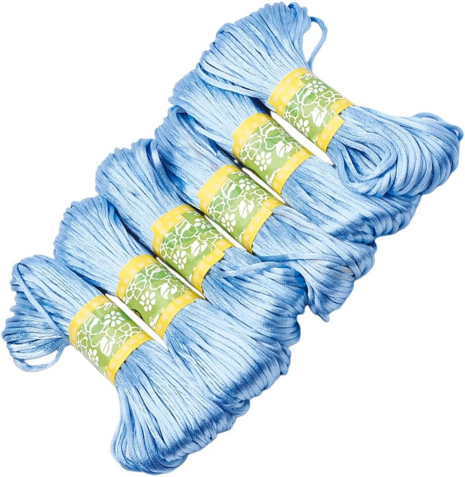 131 Yards 6 Bundles 2MM Sky Blue Satin Trim Cord Round Smooth Nylon ...