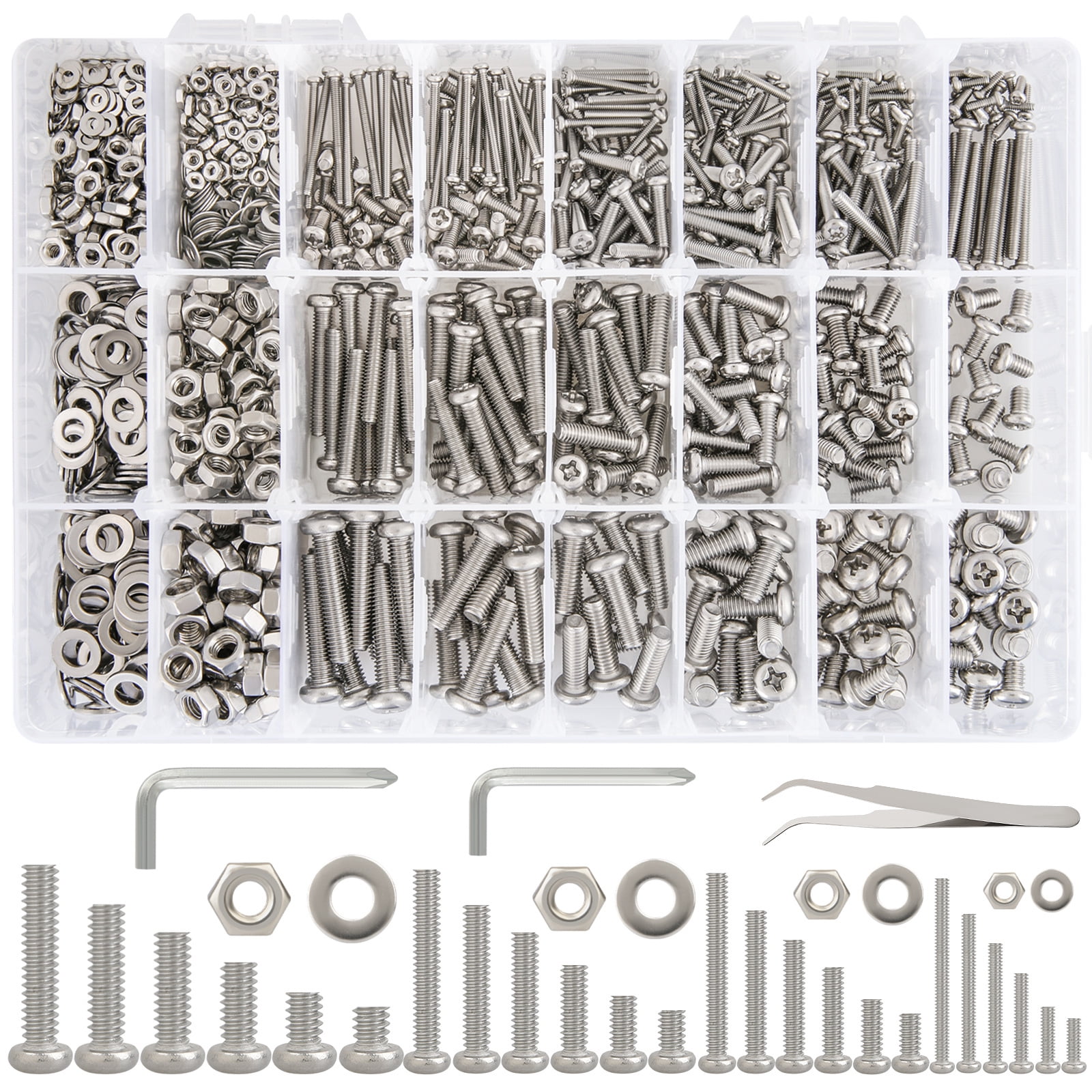 1315Pcs Phillips Pan Head Machine Screws Bolts and Nuts Kit, M2/M3/M4 ...