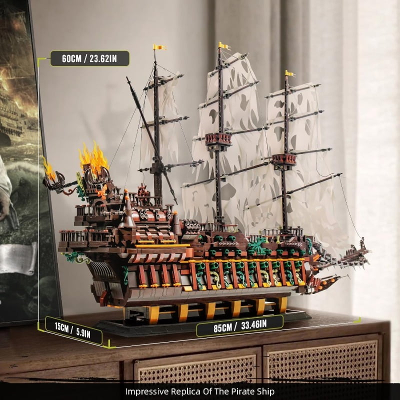 13197 Pirate Ship Building Toy, MOC Flying Dutchman Model Ship Boat ...