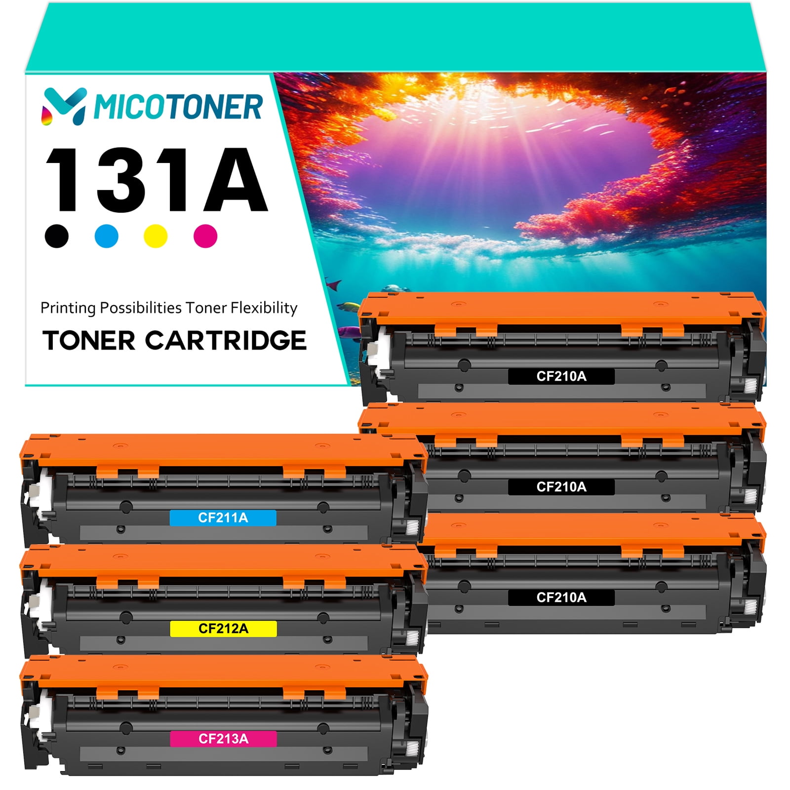 131A 131X Toner Cartridge Compatible for HP 131A CF210A CF211A CF212A CF213A Work with Pro 200 ...