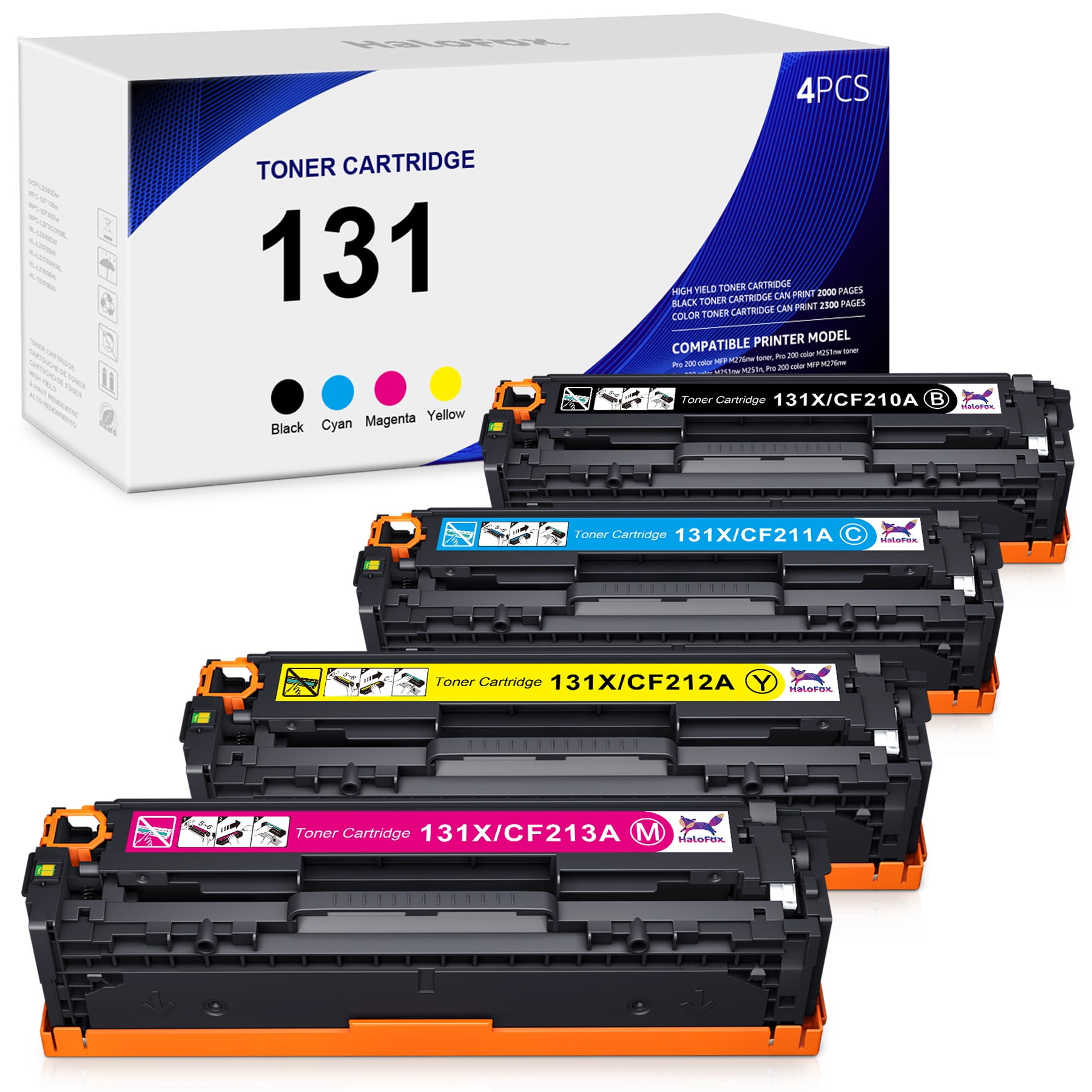4 Pack Laser 131A CF210A 131X CF210X Toner Cartridges for HP Pro 200 ...