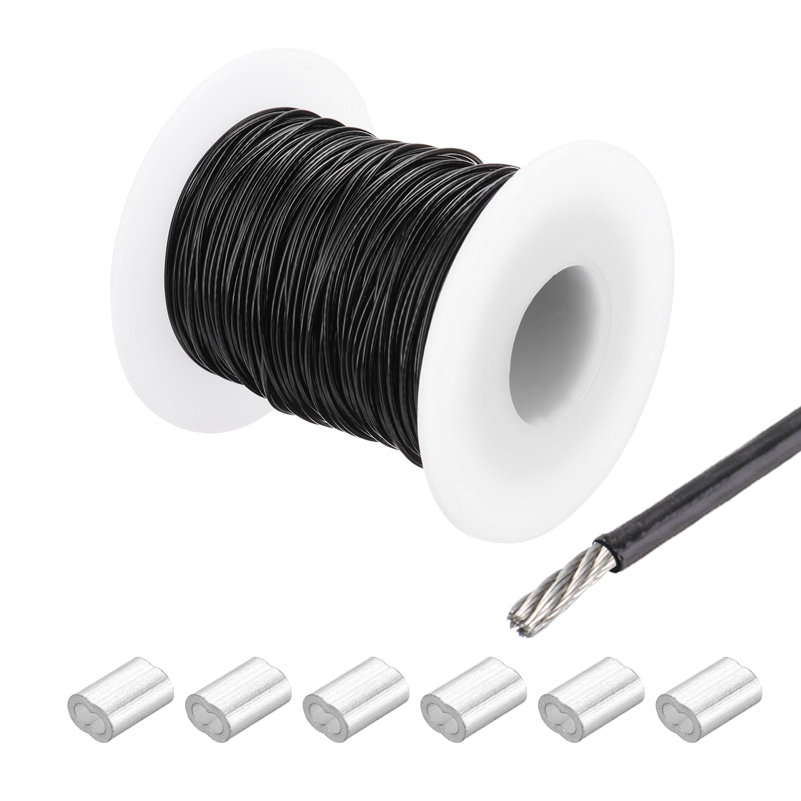131Ft(40M) Wire Rope 304 Stainless Steel Cable 3/64" (1.2 mm) Vinyl ...