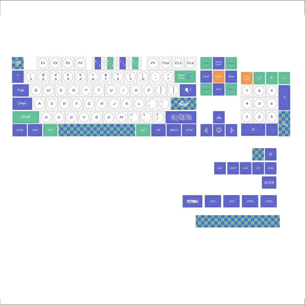 131Keys Cartoon Clown Theme Keycaps Heat Sublimated Keycaps for ...