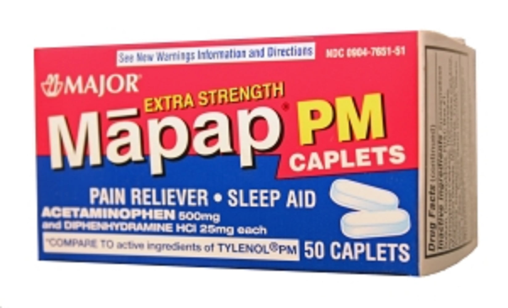 131MJRX MAJOR MAPAP PM CPLT ACETAMINOPHEN-500 MG Blue 50 CAPLETS UPC ...