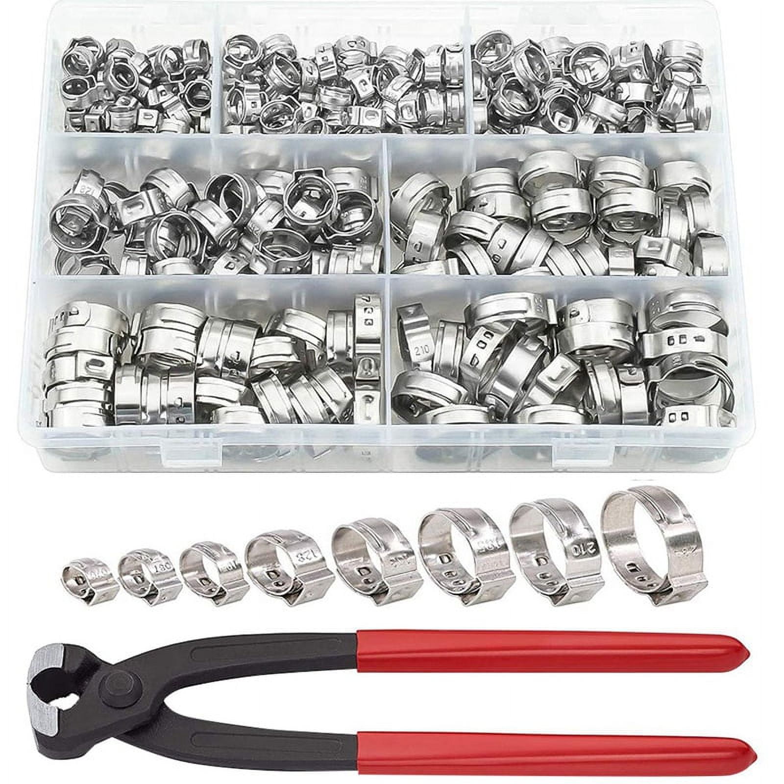 131PCS Single Ear Hose Clamps, Stainless Steel PEX Clamps, Stepless ...