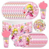 131Pcs Princess Peach Party CI30 Tableware For Mario, 50 stickers 20 ...
