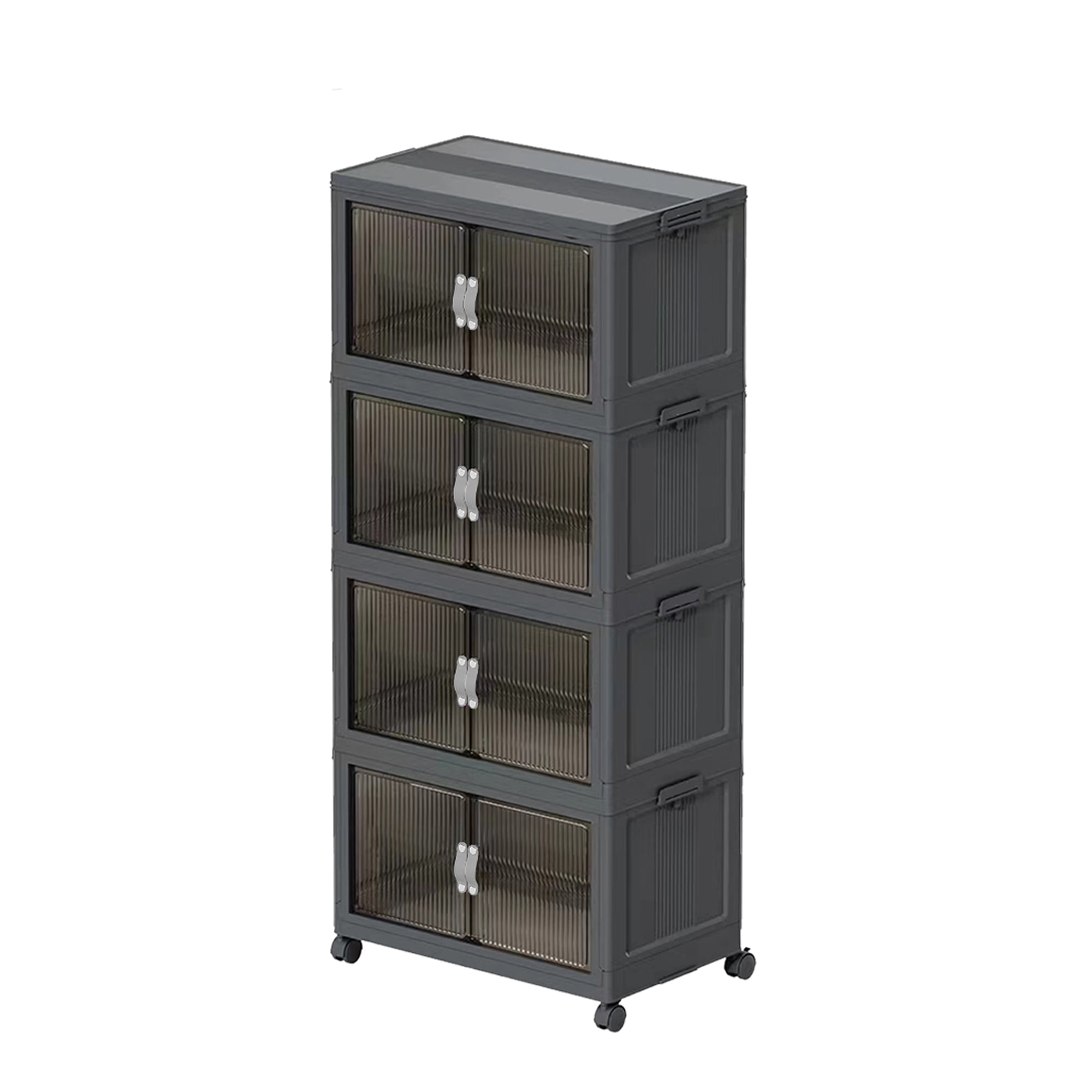 131QT 4 Tier Stackable Storage Bins with Magnetic Front Door & Top Lid ...