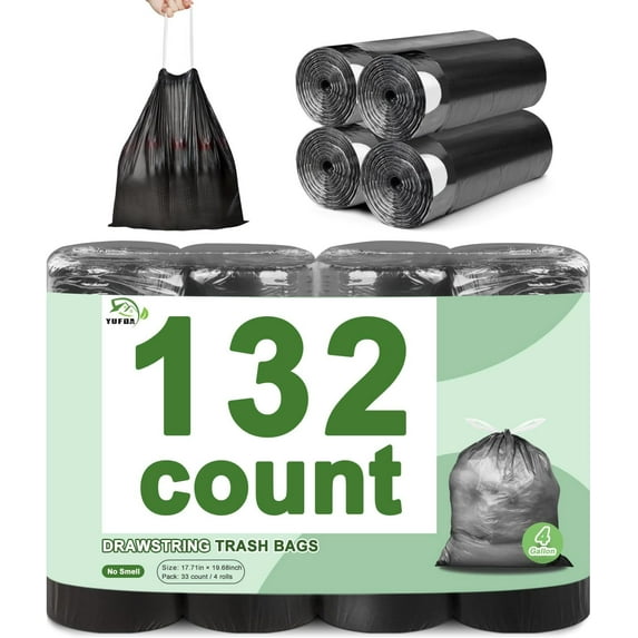 132 Count-Small Trash Bags, 4 Gallon Trash Bag Drawstring,Bathroom ...
