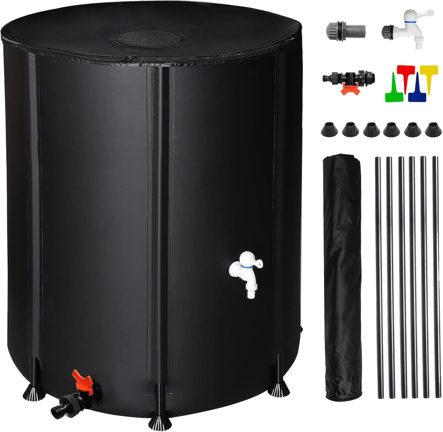 132 Gallon Collapsible Rain Barrel, Portable Rainwater Collection ...