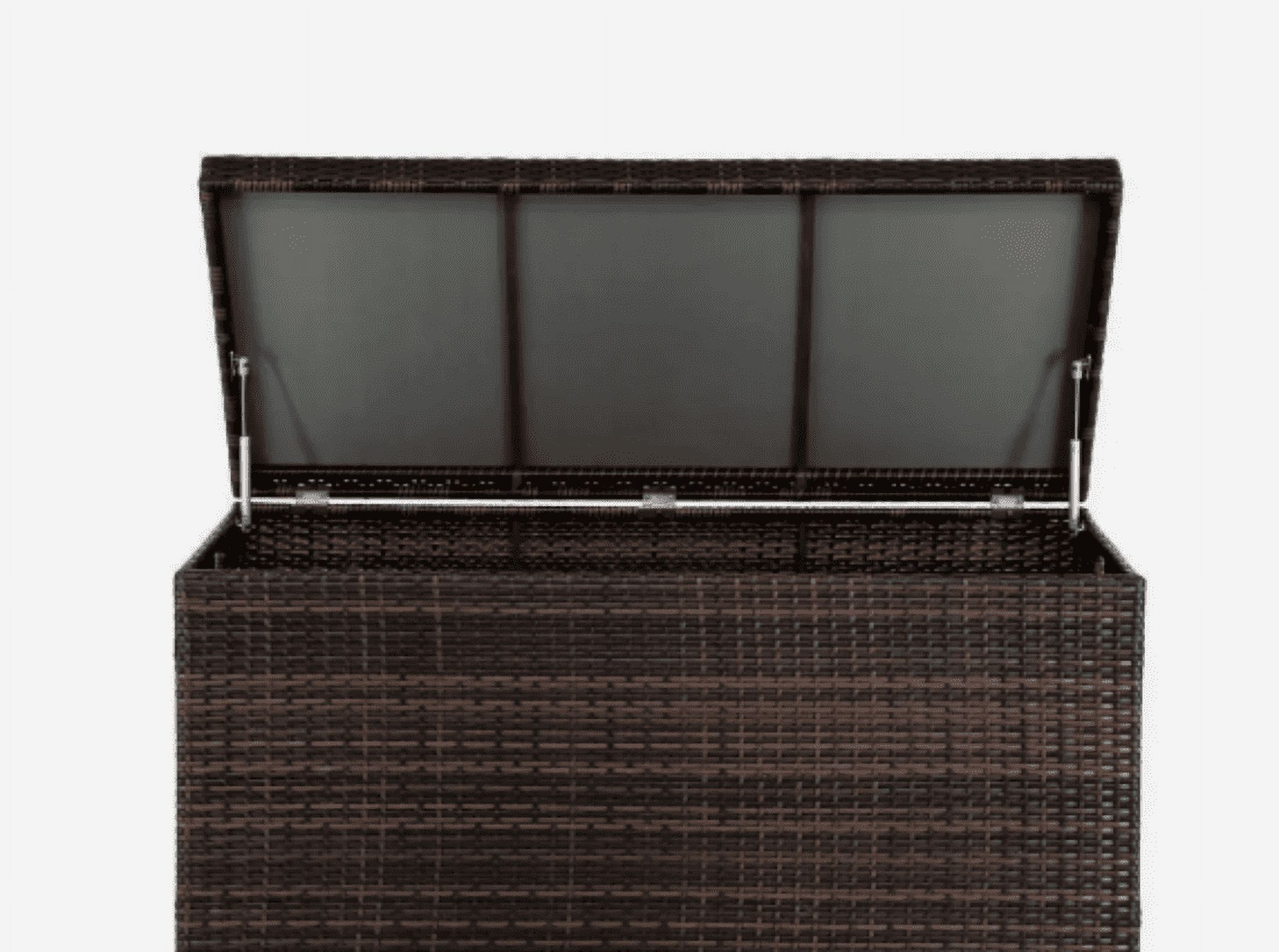 132 Gallon Outdoor Wicker Storage Box, All Weather Patio Furniture ...