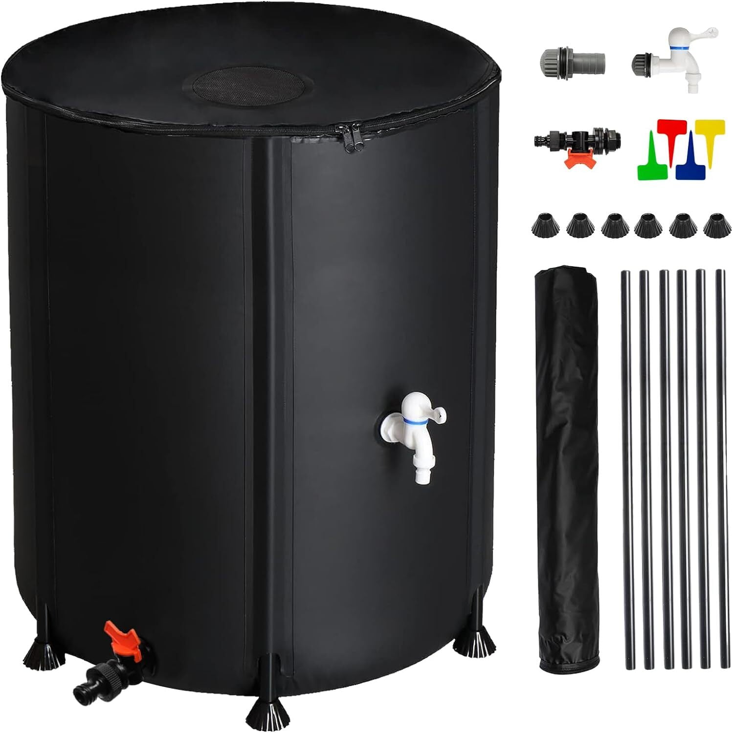 132 Gallon Portable Rain Barrel Water Tank - Collapsible Rainwater ...