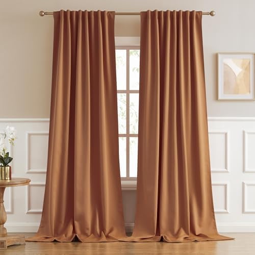 132 Inch Extra Long Room Darkening Curtains 2 Panels Set Back Tab ...