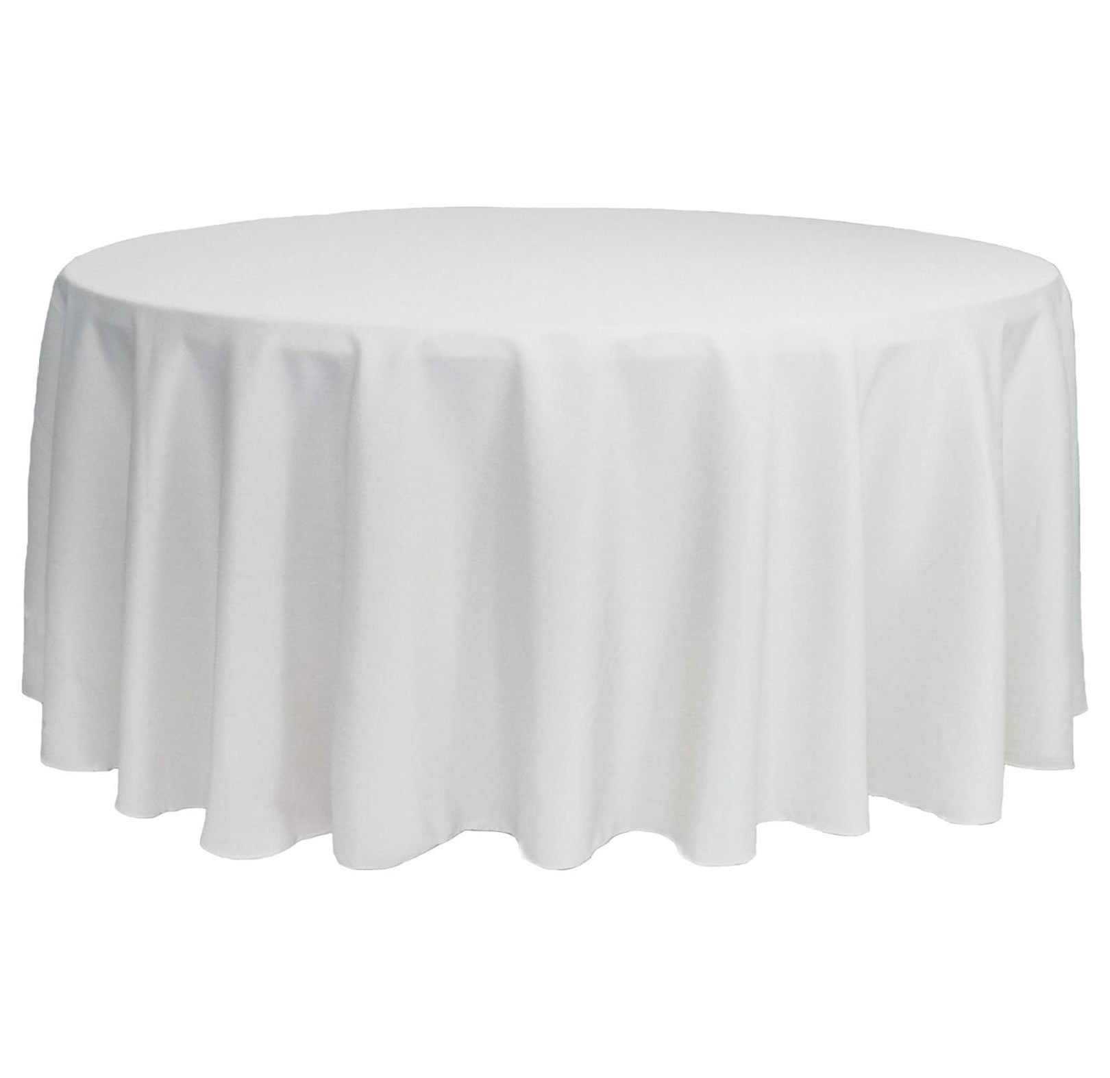 - 132 Inch Round Premium Polyester Tablecloth - White, Linen Table ...