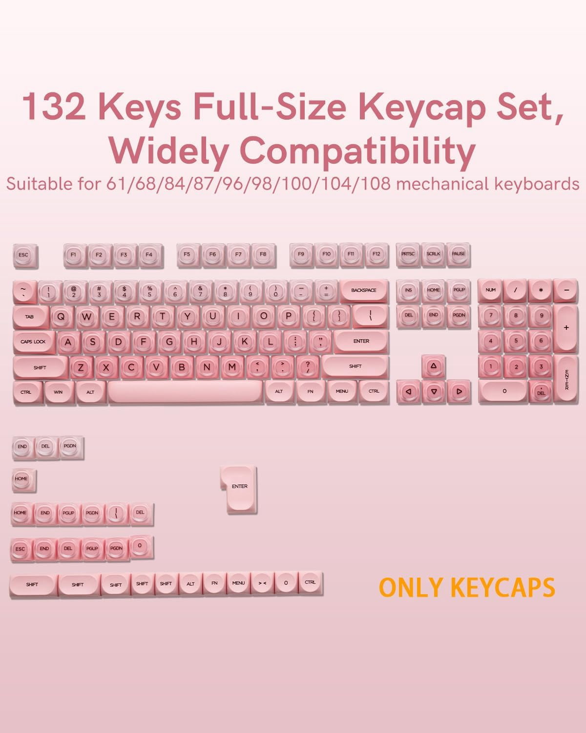 132 Keys PBT Keycaps, Jelly Keycaps Cute Custom Creamy Key caps MOA ...