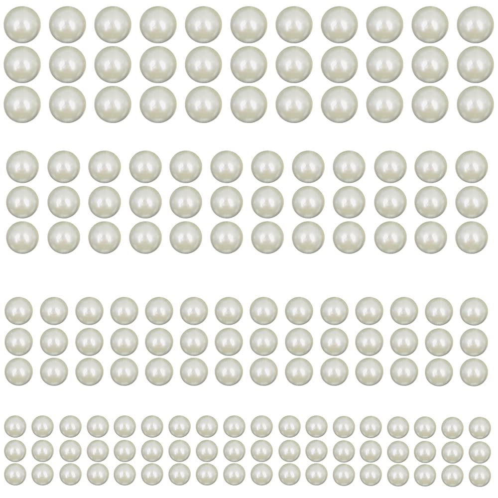 1320 Pieces Pearl Stickers, DaKuan 4 Size White Flat Back Pearls ...