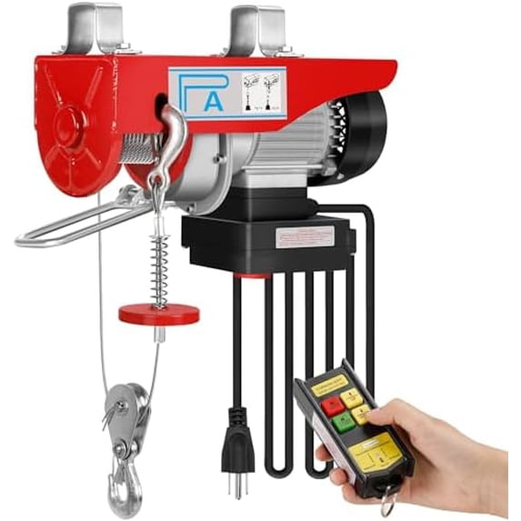 1320LBS Hoist, 110V Winch with Remote Control, 1150W Lift Single/Double ...