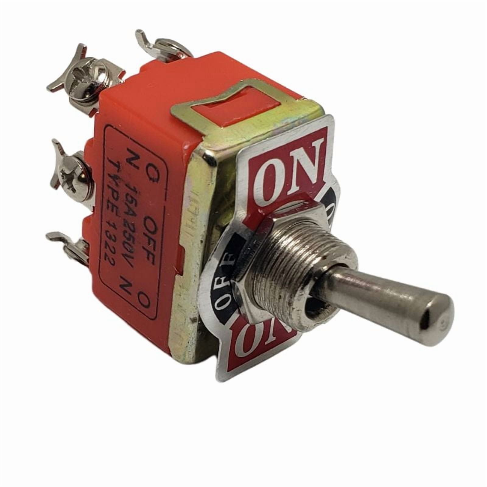 1322 - TOGGLE SWITCH 2P2T 15A ON-OFF-ON 250VAC TH SCR W/PLATE 12MM HOLE ...