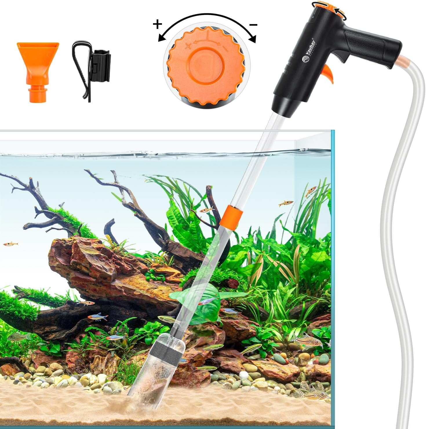 132GPH Manual Aquarium Gravel Cleaner, Fish Tank Siphon Vacuum Cleaner ...