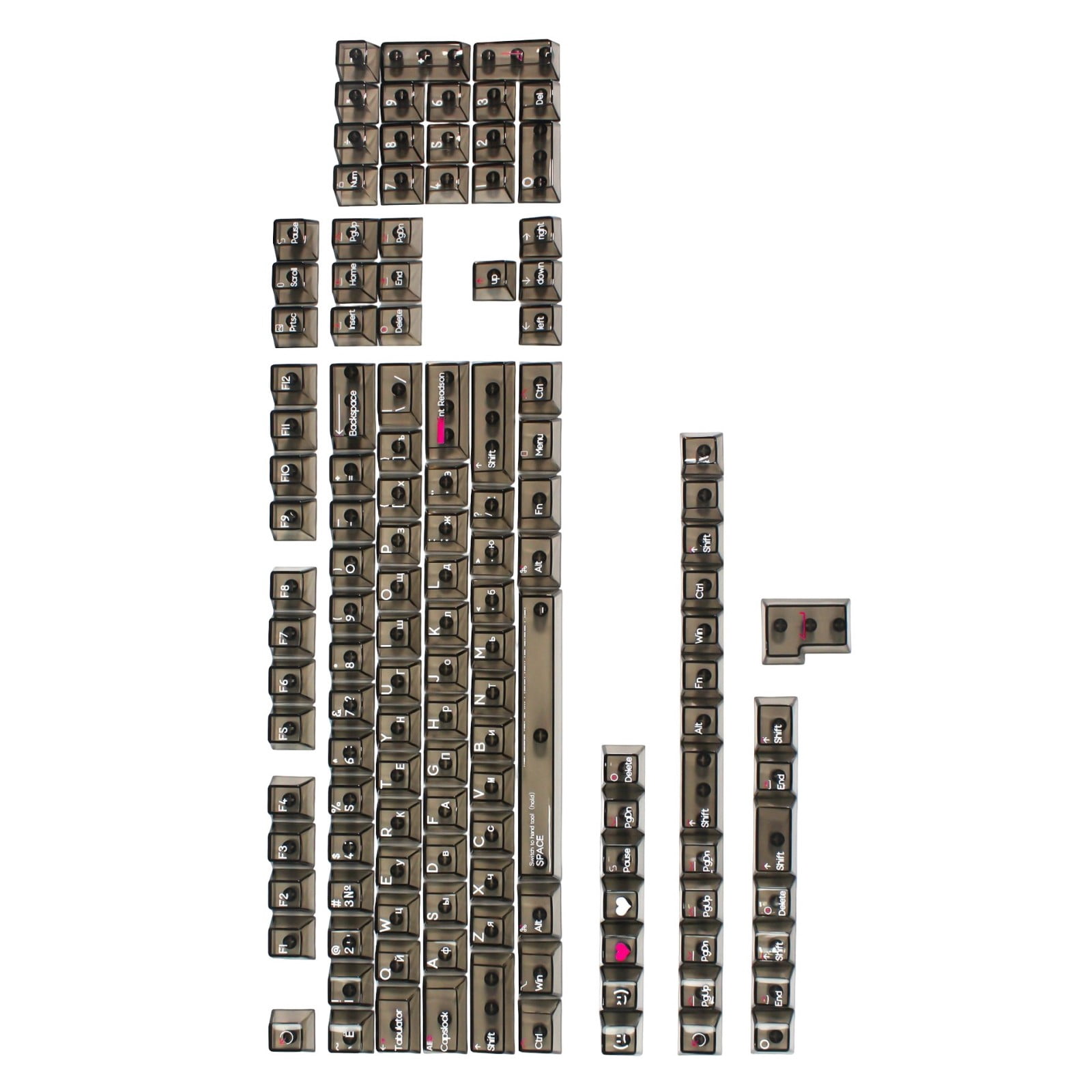 132Keys Russian Crystal Transparents Keycaps Original Profile PC ...