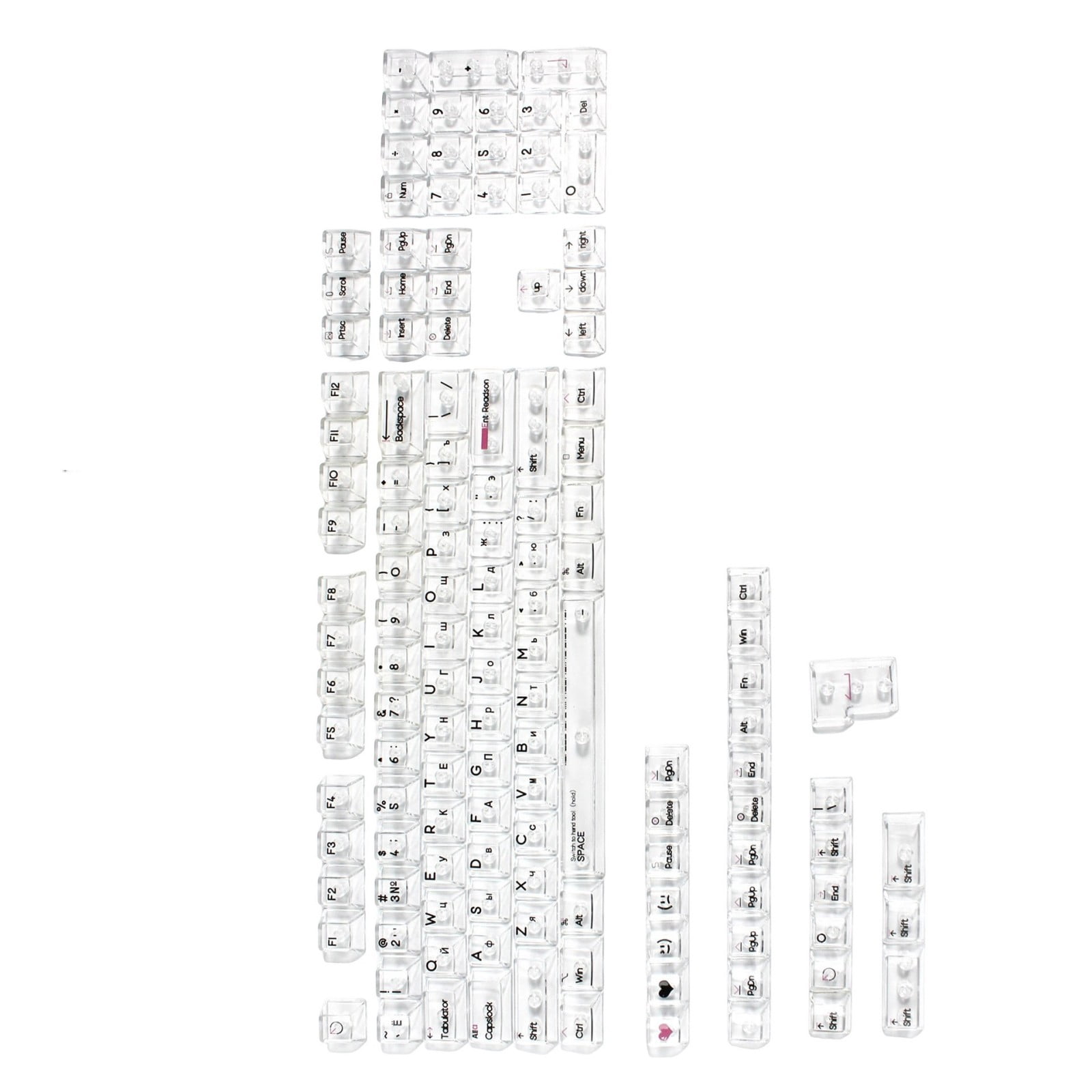 132Keys Russian Crystal Transparents Keycaps Original Profile PC ...