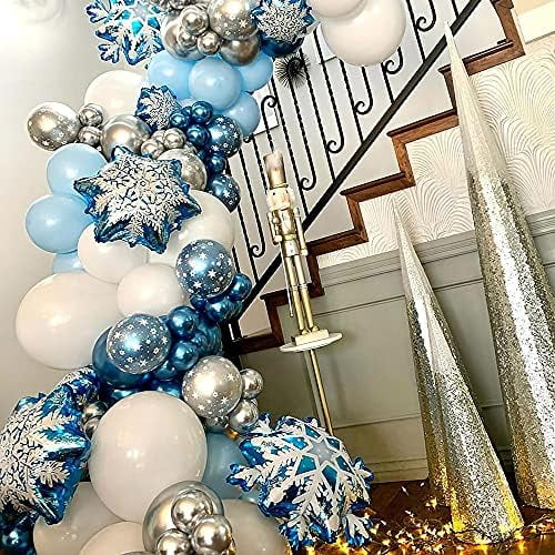 132PCS Ice Snow Queen Metal Balloons Double Layer Snowflake Decorations ...