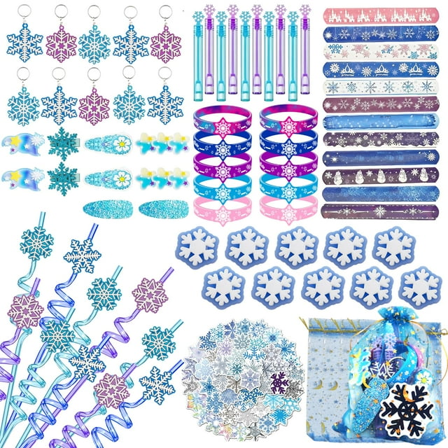 132Pcs Snowflake Party Favors Set Birthday Party Supplies 12 Bracelets ...