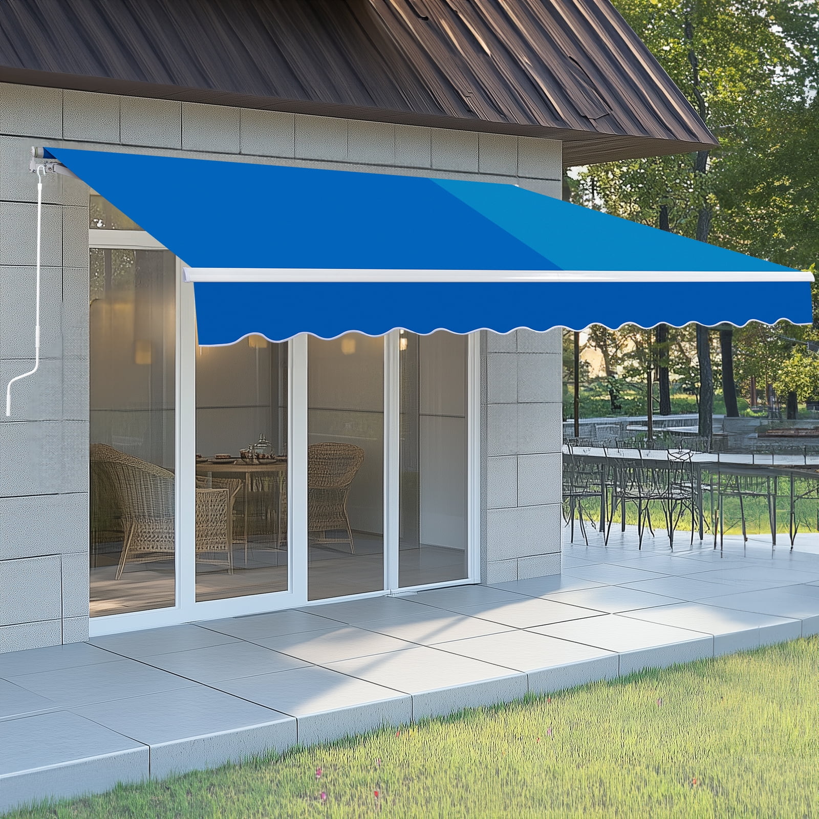 133.9"D x 118.1"W x 59"H retractable awning blue - Walmart.com