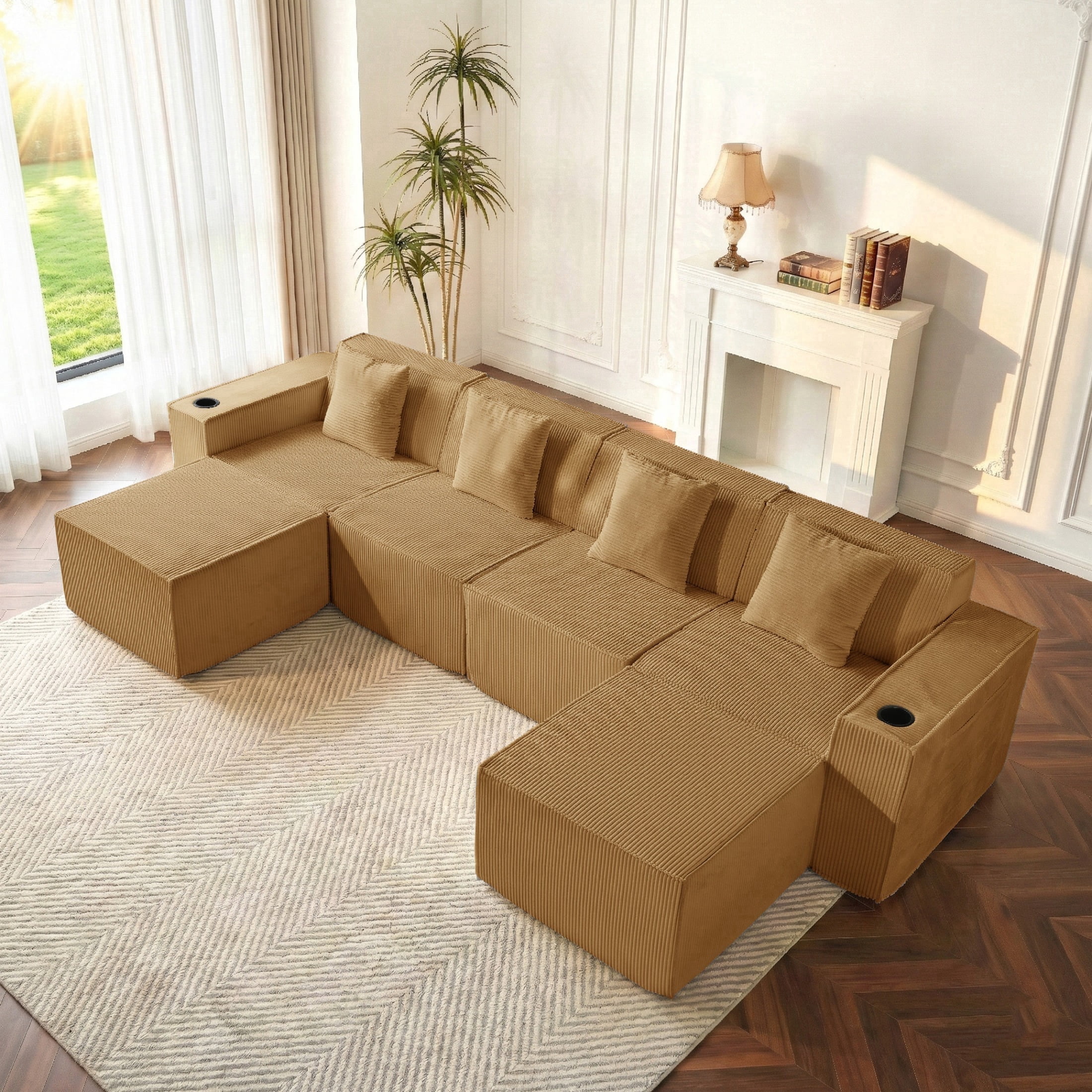 133 Cloud Couch, Brown Modern Sectional Couch for Living Room, L/U ...