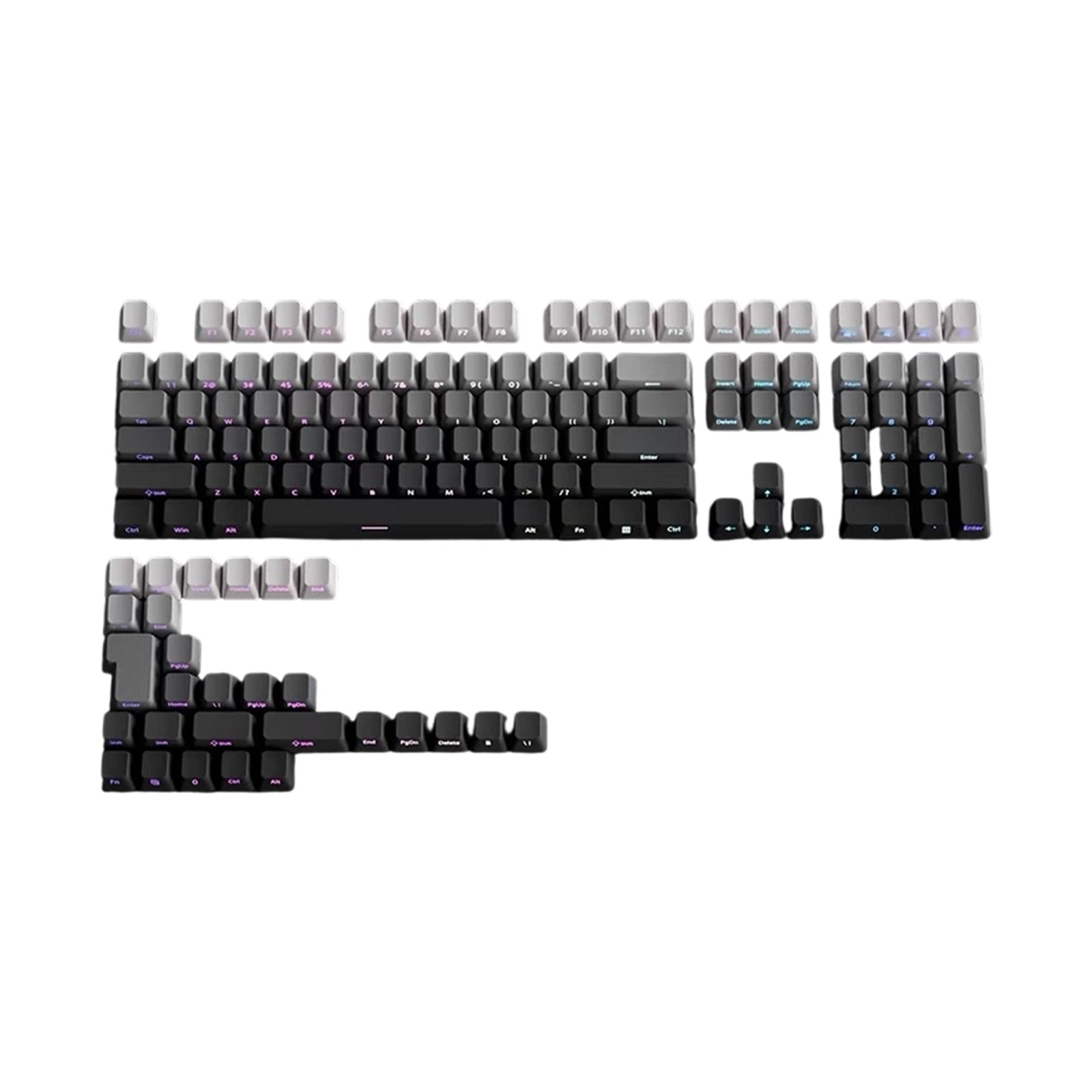 133 Keys Gradation Key Caps Set Engraved Side Keycaps Replacement for 6 ...