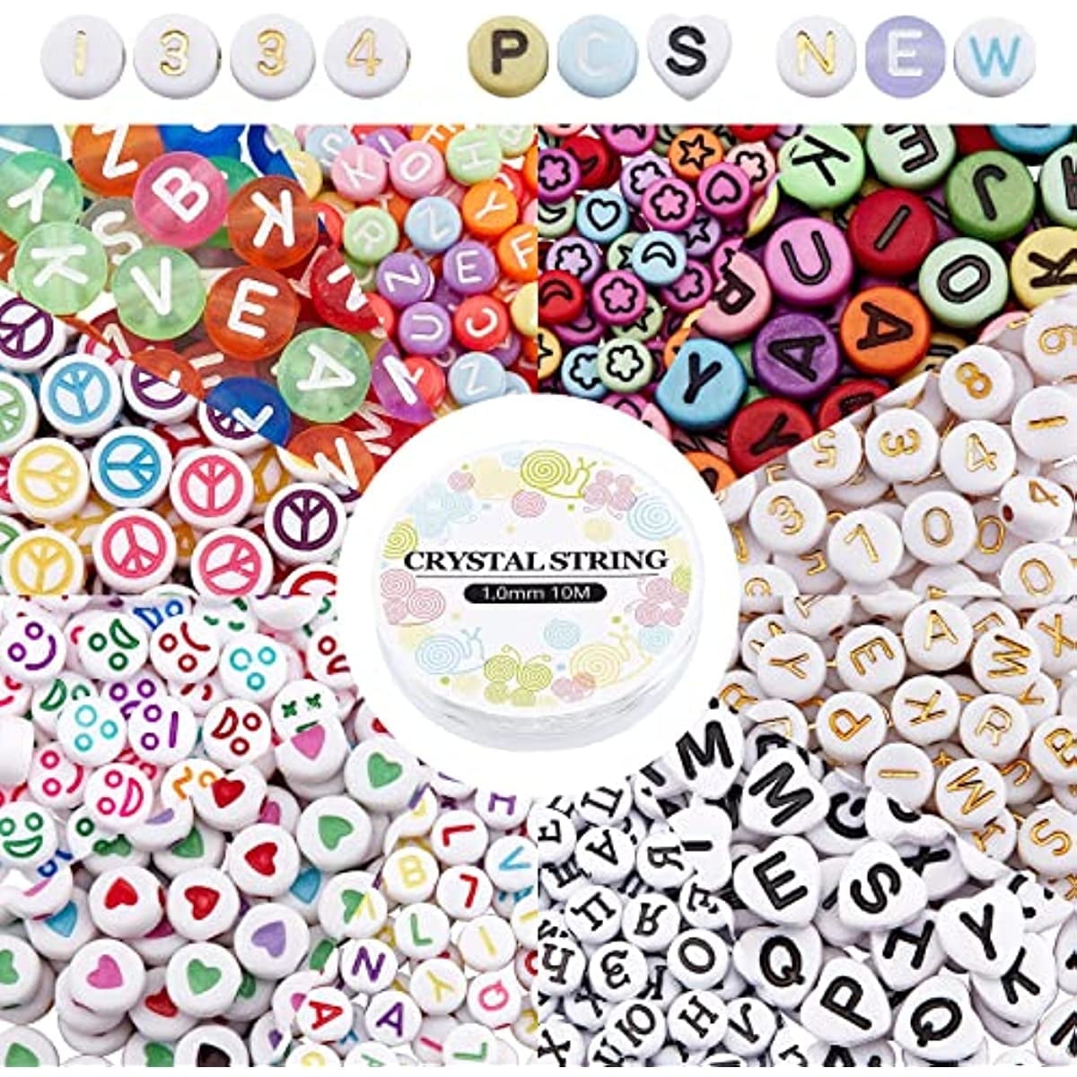 1335pcs Letter Beads 12 Styles Alphabet A-Z Beads Heart Number Beads ...