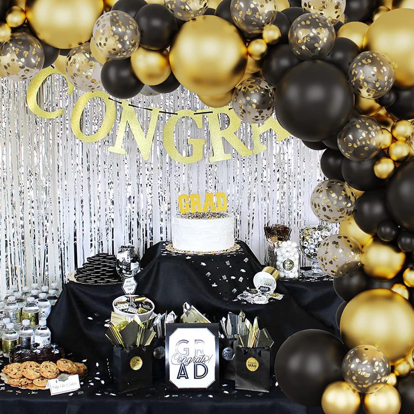 133Pcs Black Gold Balloon Garland Arch Kit Reusable Black Gold Birthday ...