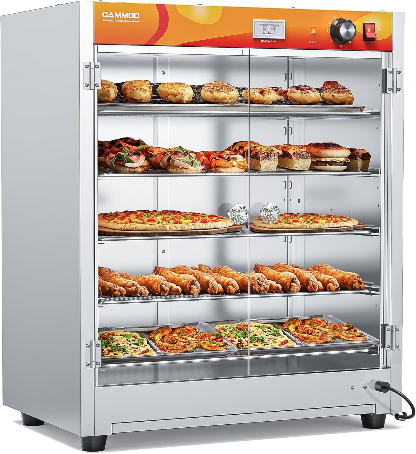 133Qt 5-Tier 900W Commercial Food Warmer with 304 Blued Stainless Steel ...