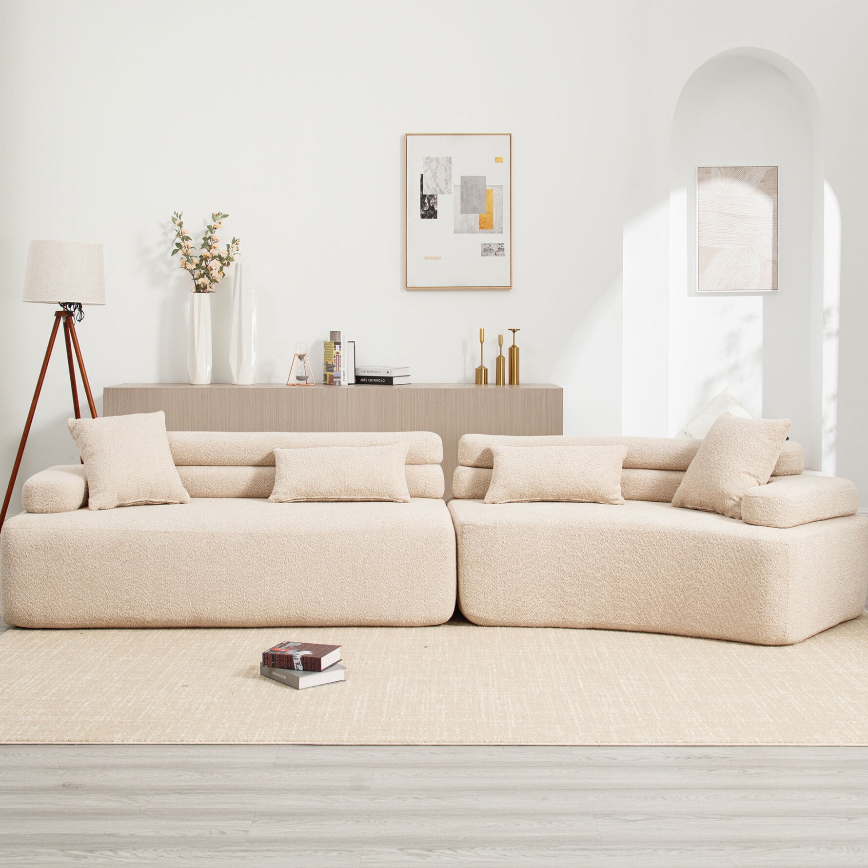 134" Curved Sofa with Foam-Filled, Modular Sectional Couch with Curve ...