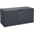 134 Gallon Waterproof Deck Box with Lock and Hydraulic Piston, Dark ...