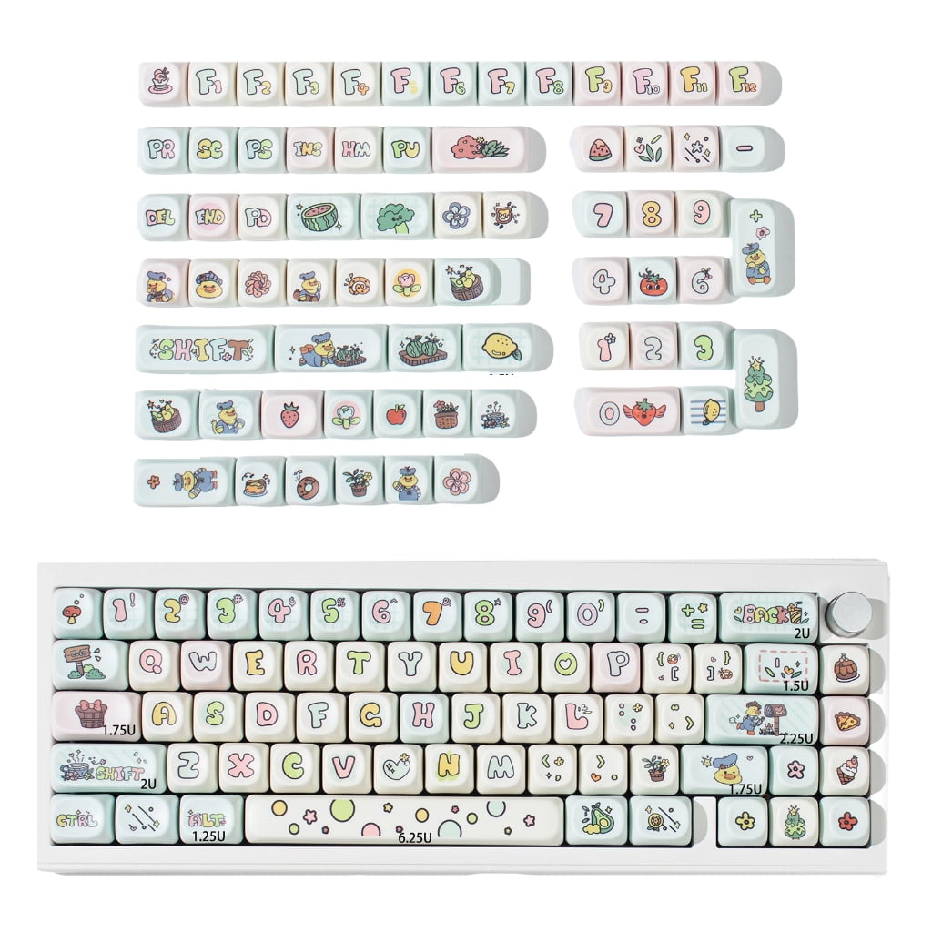 134 PBT Keycaps, MOA Profile Fruit Duck Cartoon Keycaps Dye Sublimation ...