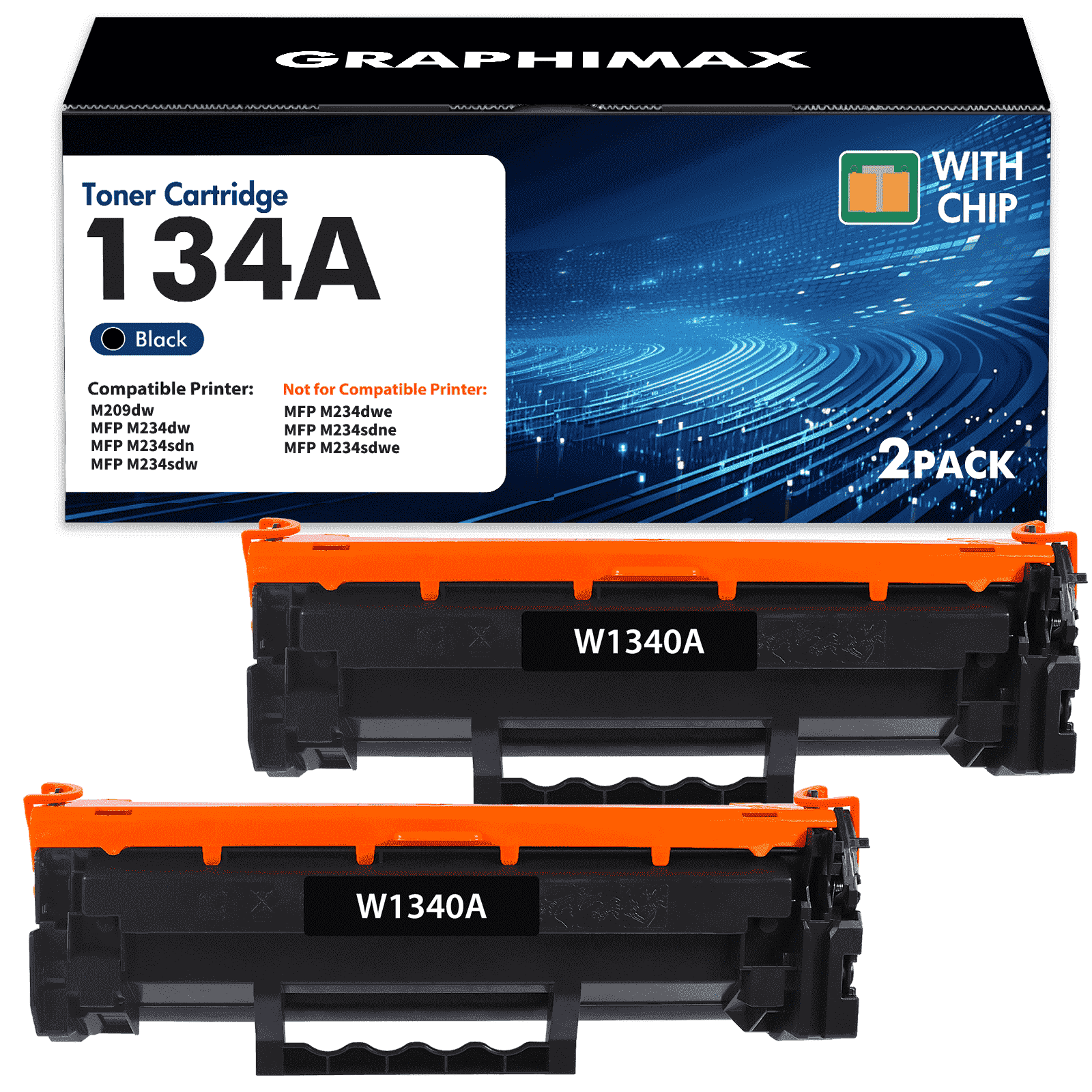 134A 2-Pack GraphiMax Compatible Toner Cartridge (with Chip) Compatible ...