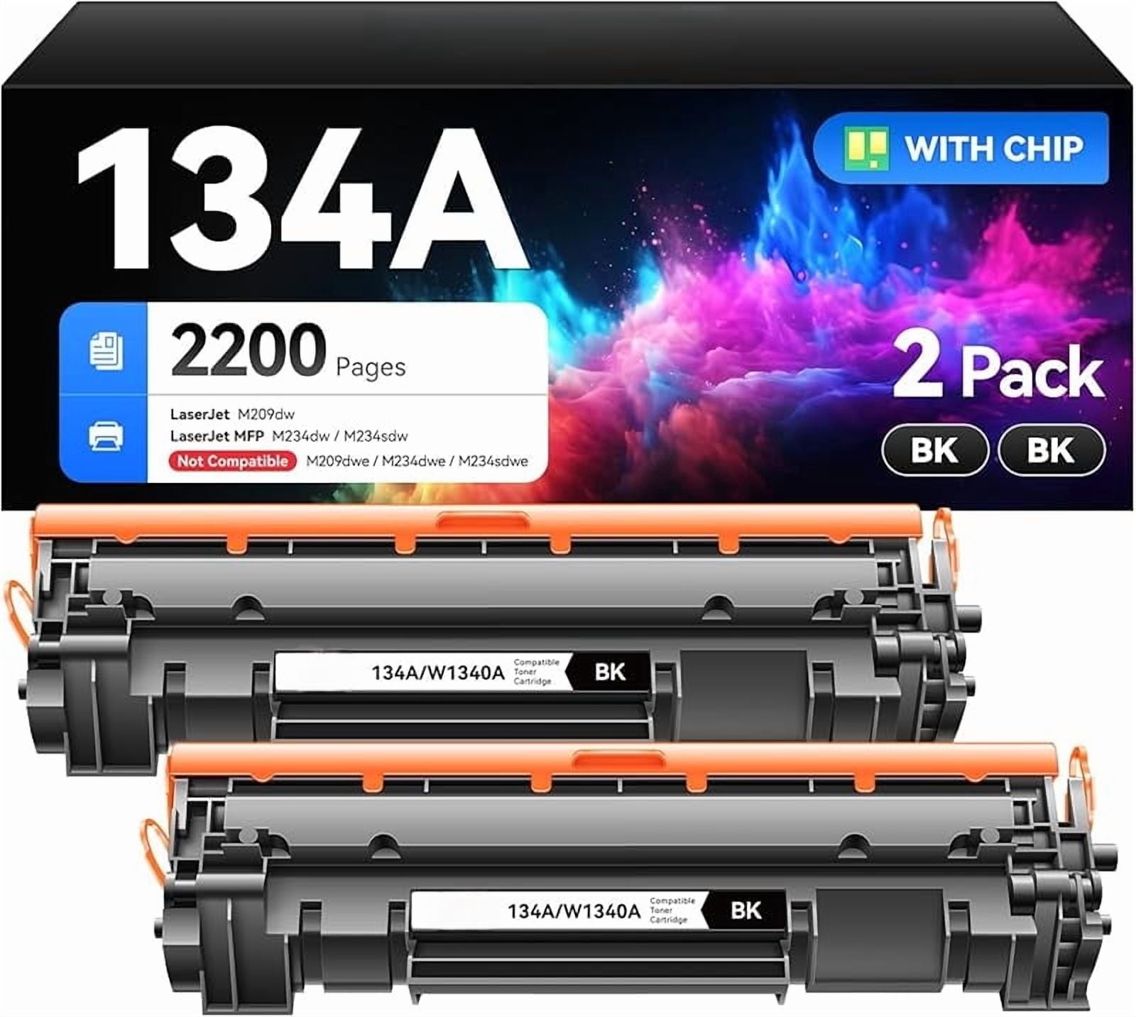 134A W1340A Black Toner Cartridge Set 2-Pack High Yield with Chip ...