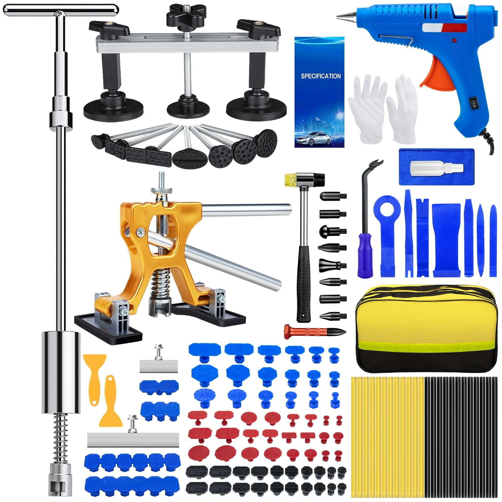 134Pcs Car Dent Puller Kit, Paintless Dent Removal Tool Kit with 3 in 1 ...