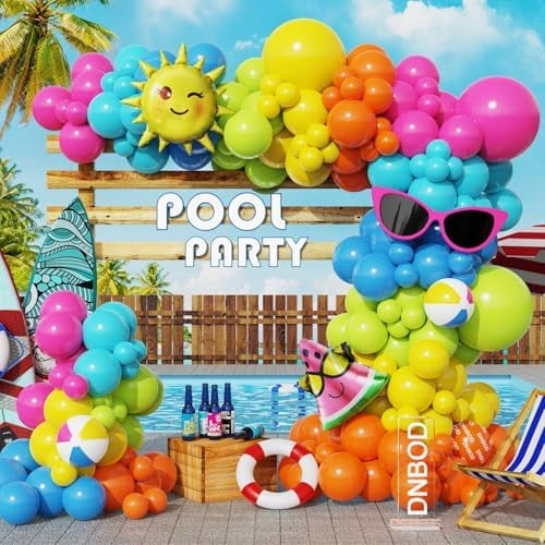 134Pcs Tropical Summer Beach Pool Party Balloon Garland Arch Kit,with ...
