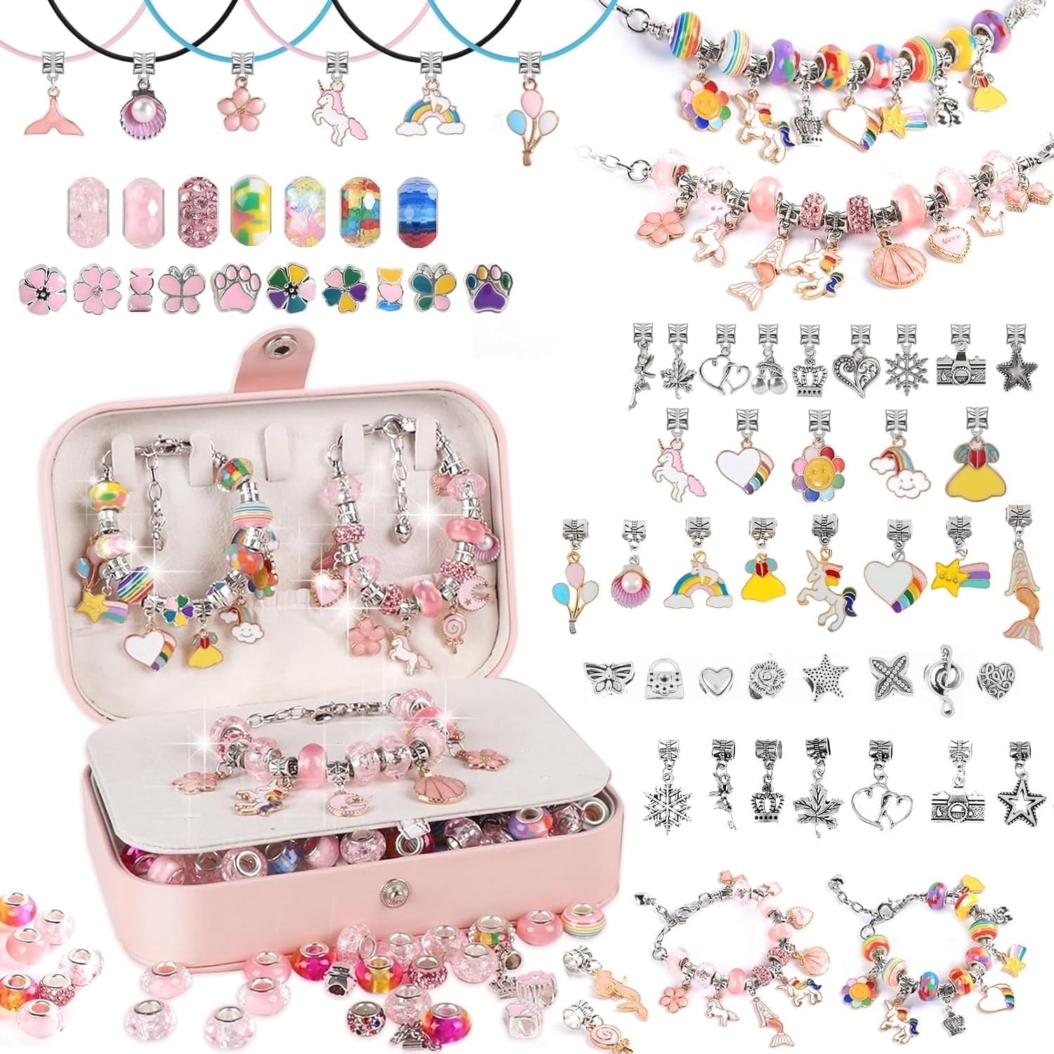 SERVXIN 134pcs DIY Charm Bracelet Maker Kit, Girls Jewelry Beading Kit ...