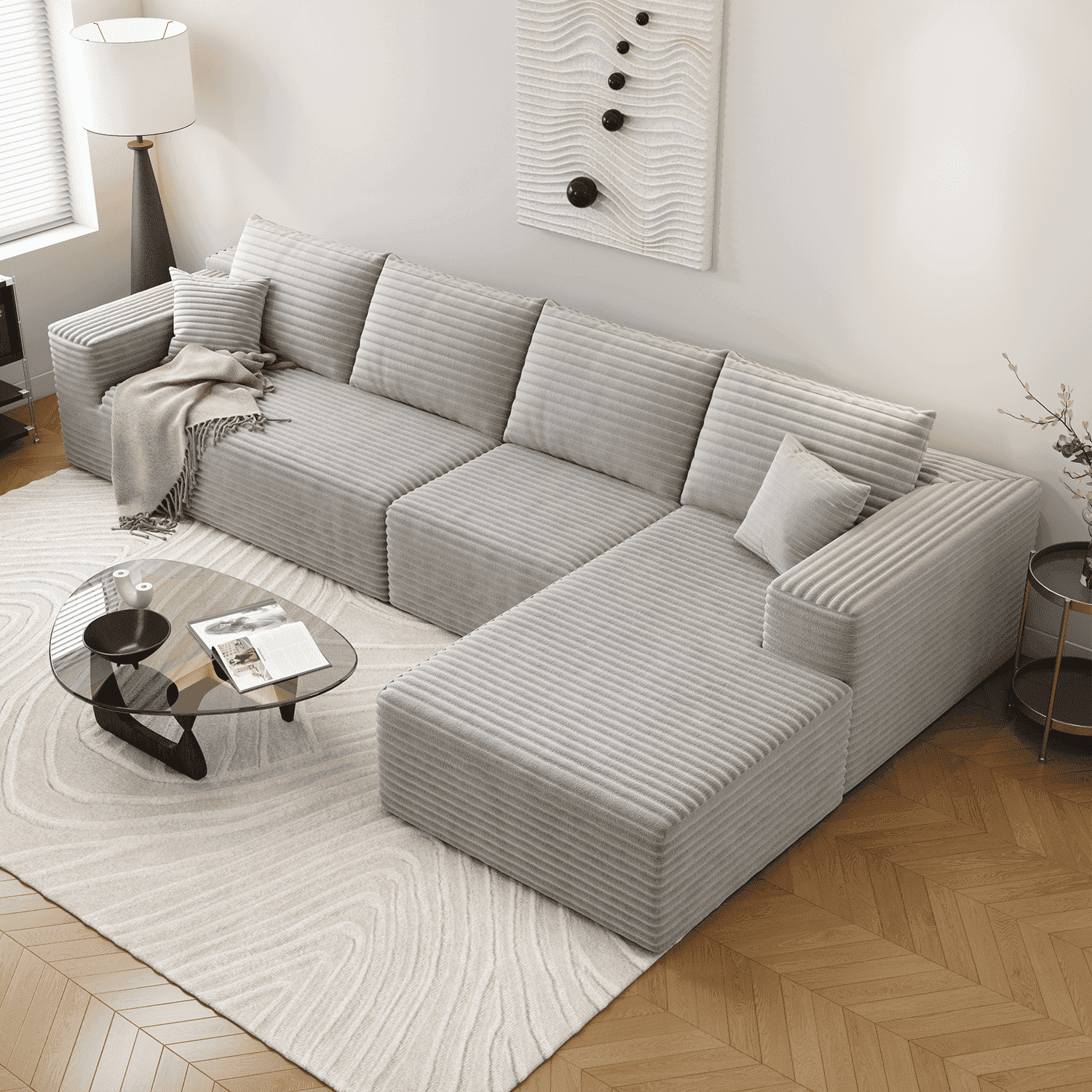 135.4" Cloud Sectional Couch with L-Shape Chaise,Modern Modular Sofa ...