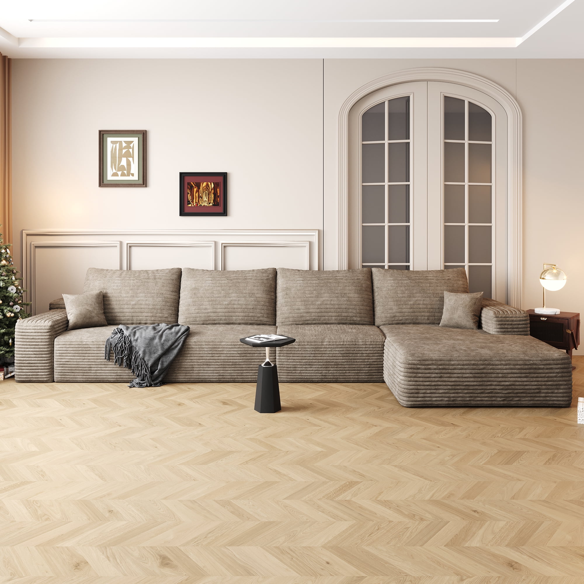 135" Cloud Sectional Couch with L-Shape Chaise, Modern Modular Sofa ...