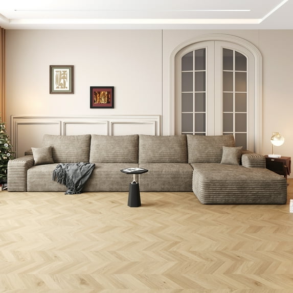 135" Cloud Sectional Couch with L-Shape Chaise, Modern Modular Sofa ...